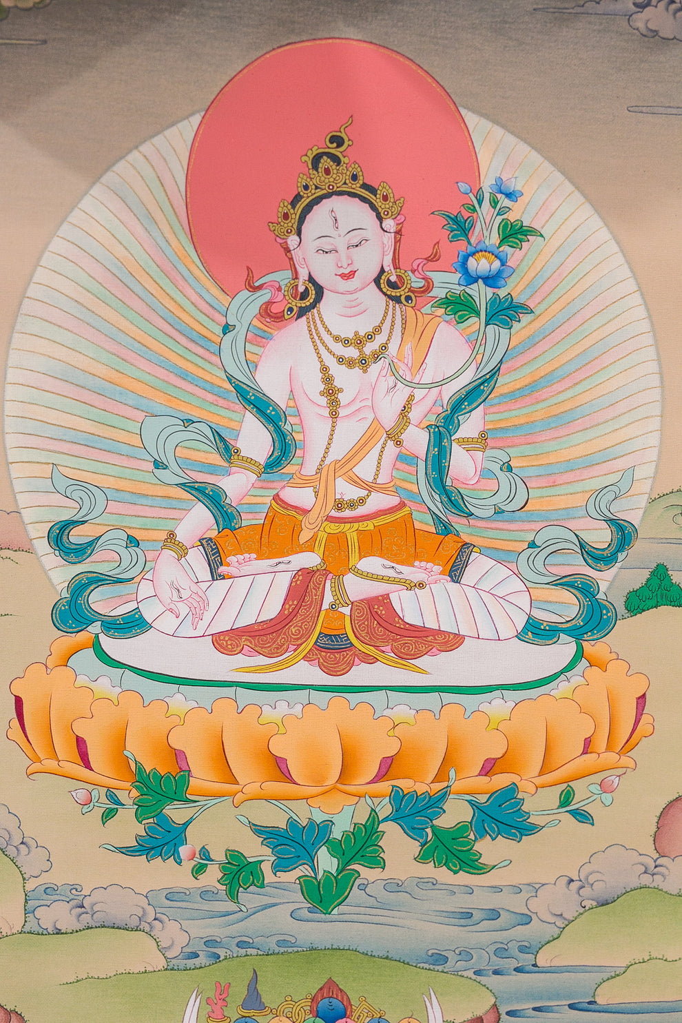 Original White Tara Thangka Painting - Tibet Shop Sydney