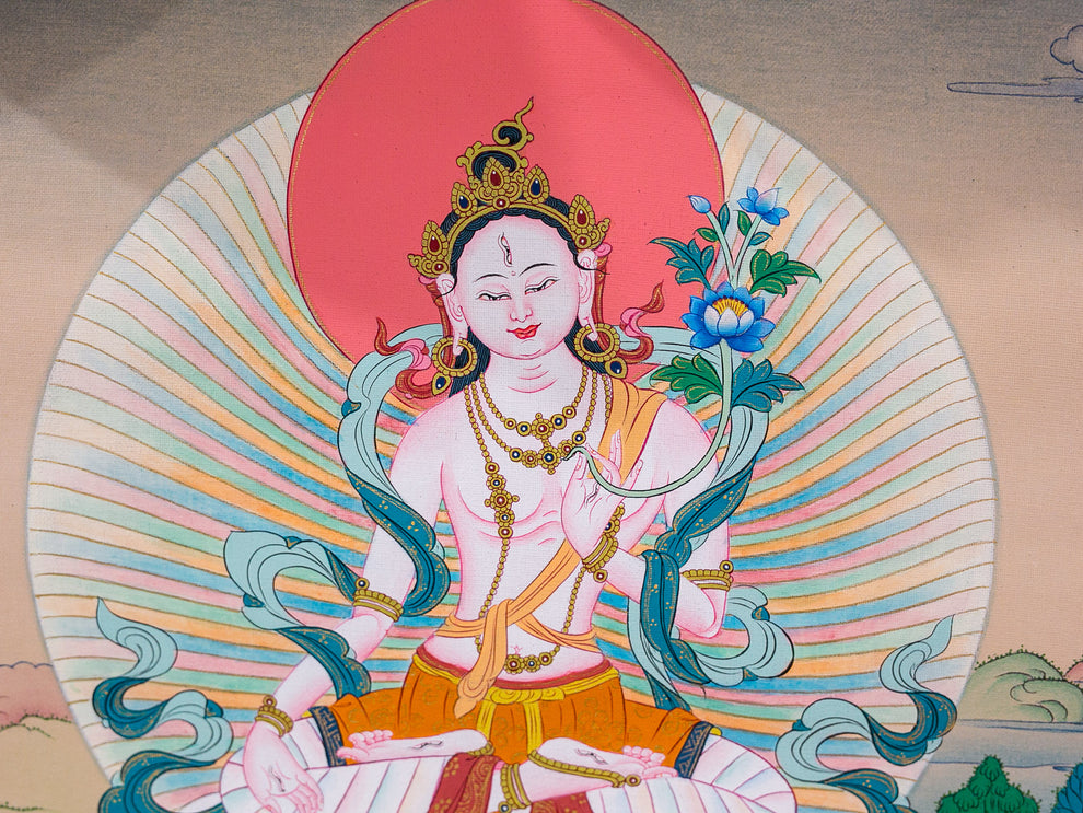 Original White Tara Thangka Painting - Tibet Shop Sydney